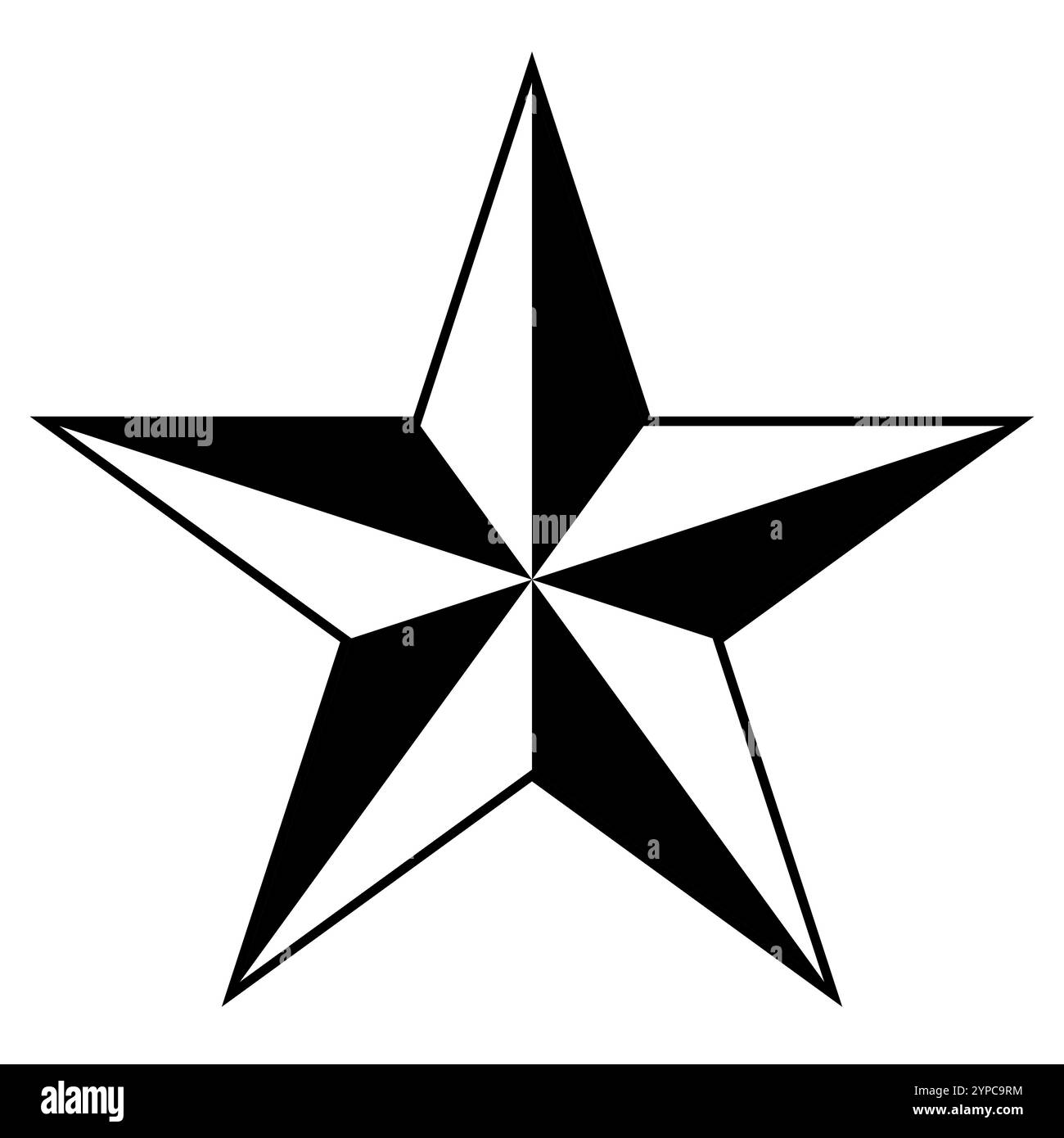 star shape symbol, black and white vector illustration of five pointed ...