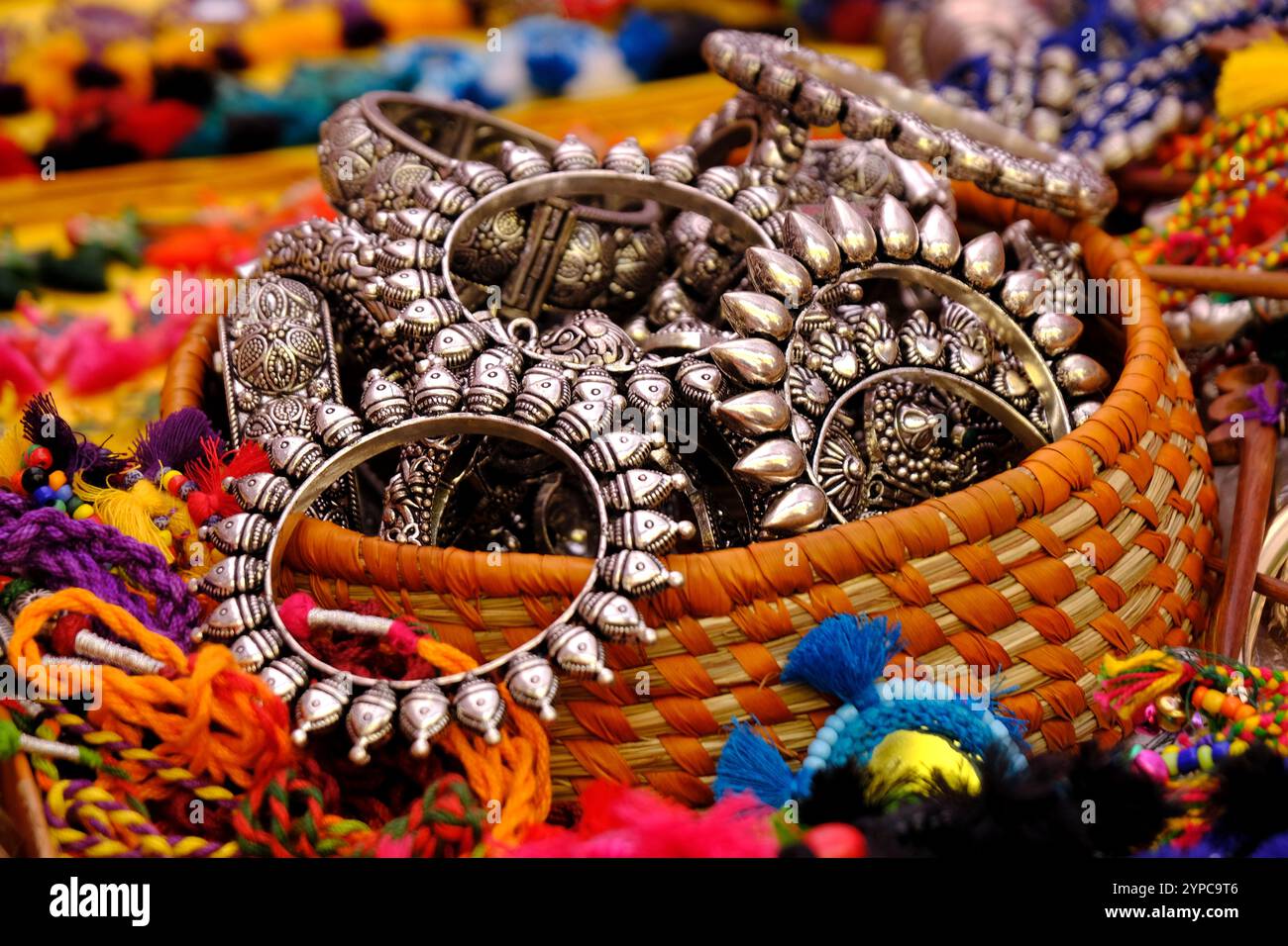 Indian Handcrafted jewellery and bangles displayed in local shop in a ...