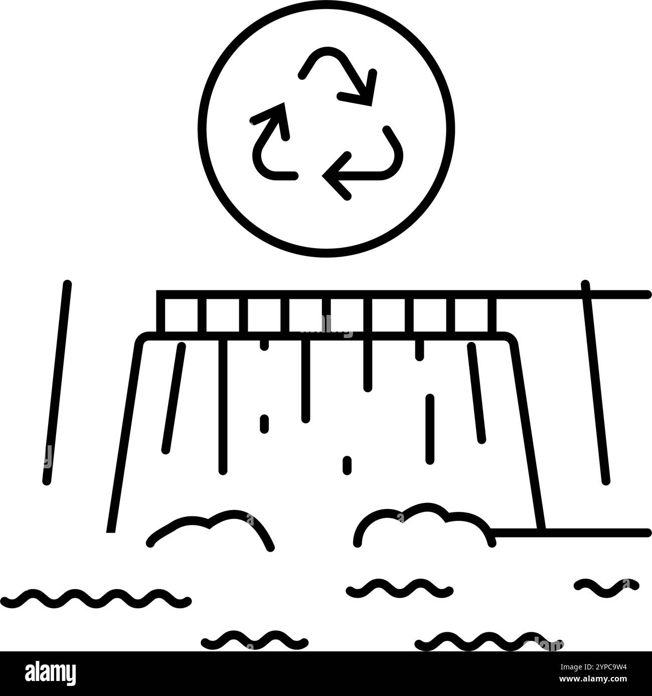 clean energy source hydroelectric power line icon vector illustration ...