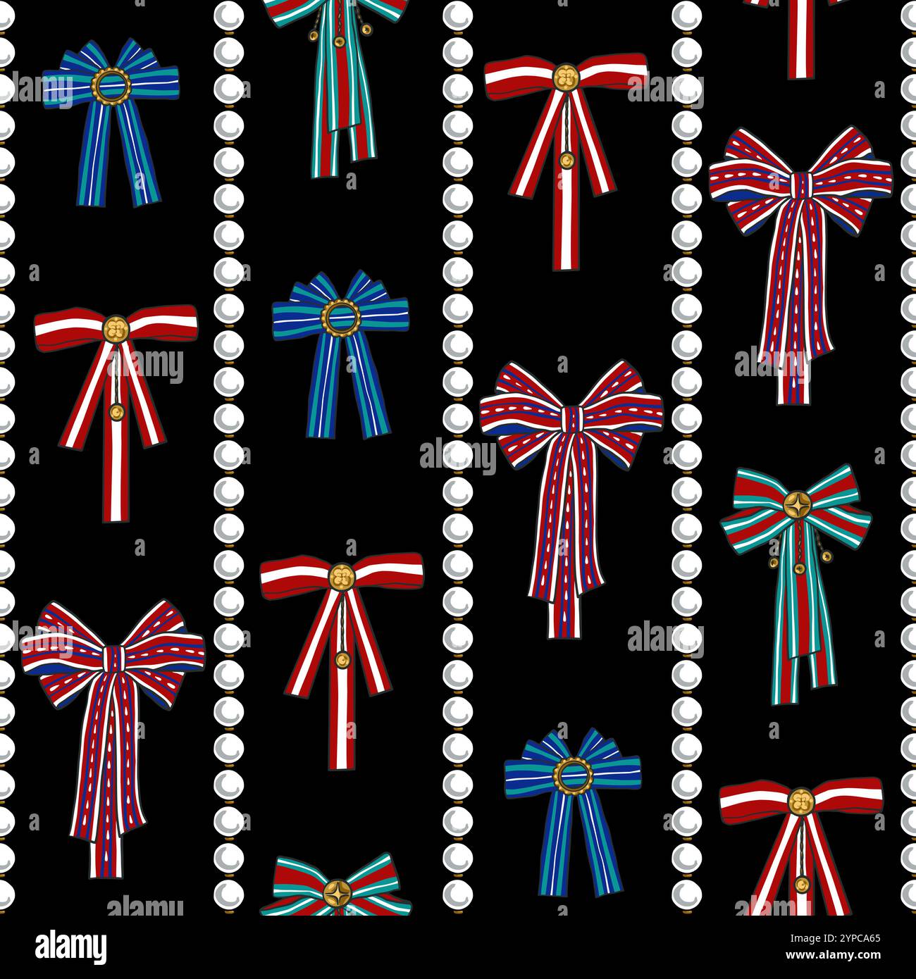 Seamless pattern with bows and pearls. Vector Stock Vector Image & Art ...