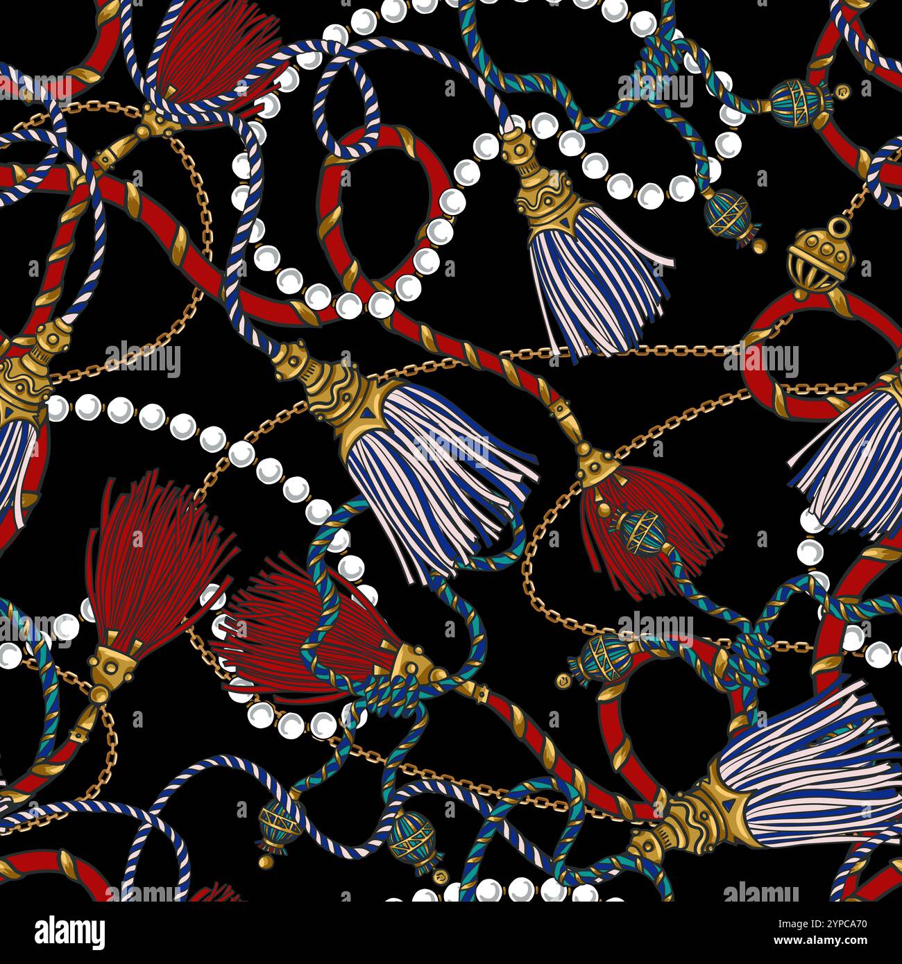 Seamless pattern with pearls and ropes. Vector Stock Vector Image & Art ...