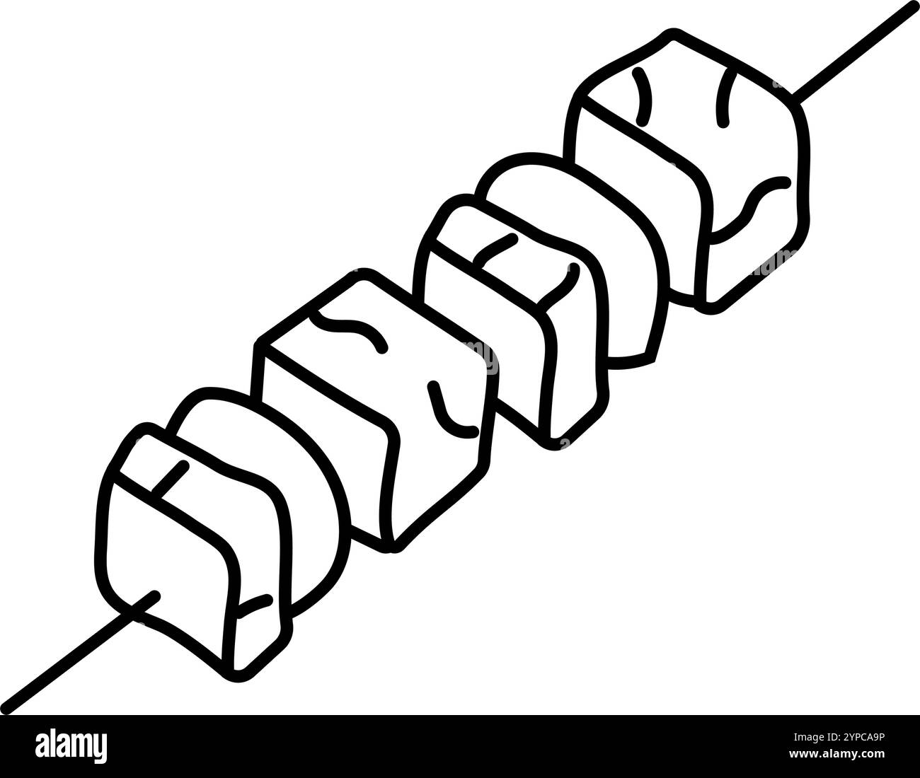 paneer tikka indian cuisine line icon vector illustration Stock Vector ...