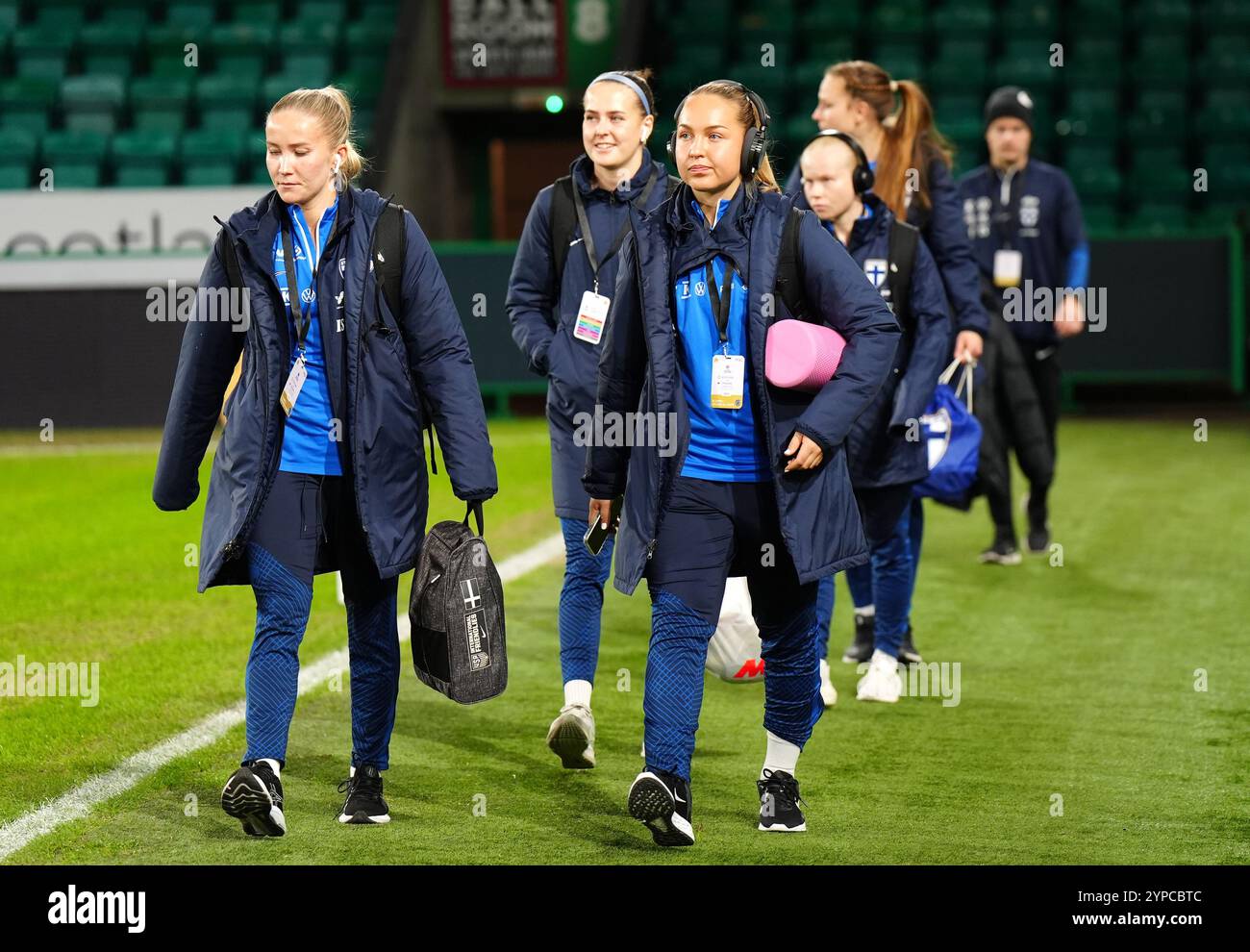 Finland players arriving before the first leg of the UEFA Women's Euro ...