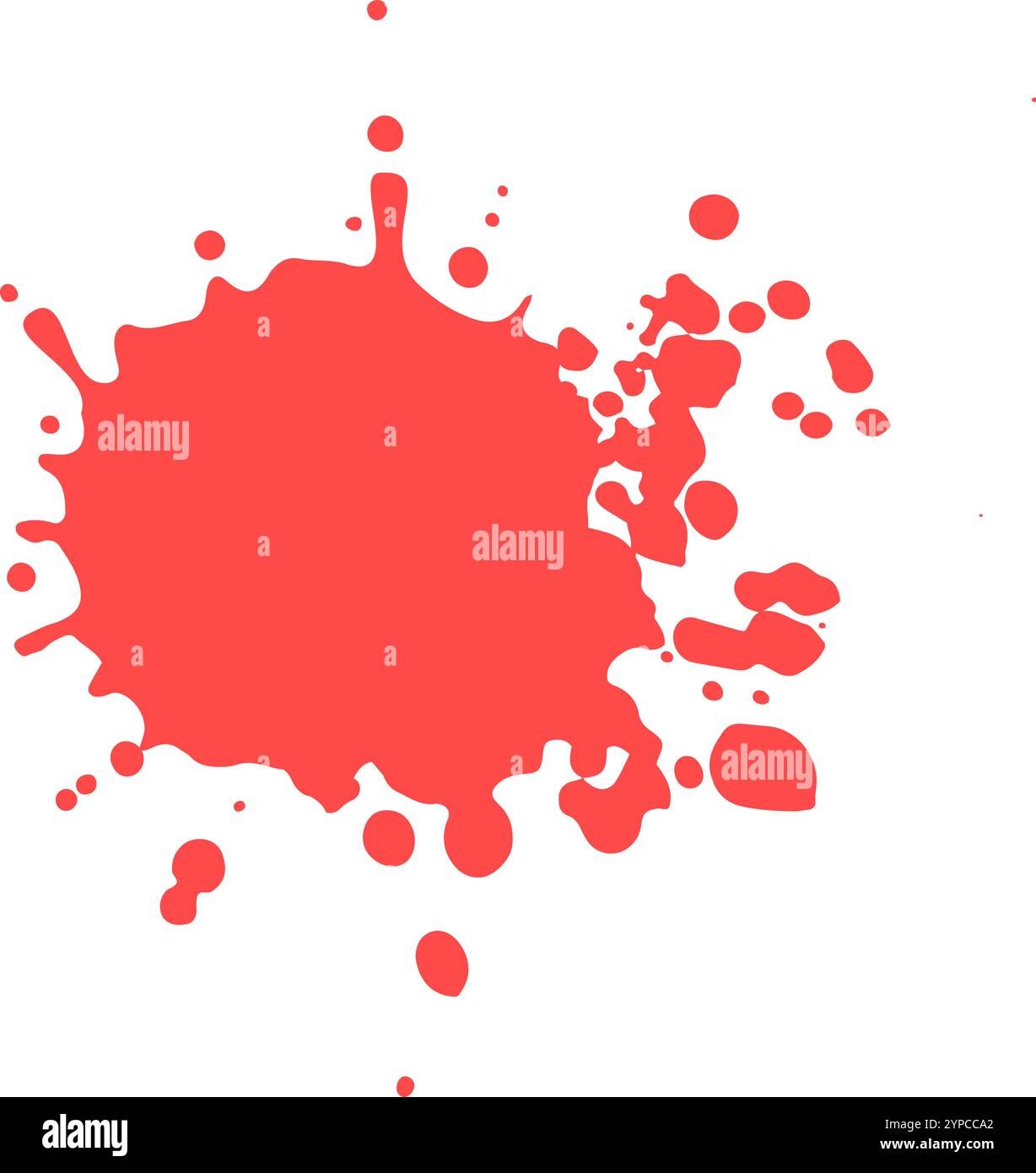 Vivid coral red paint splattering on white, creating a modern, vibrant ...