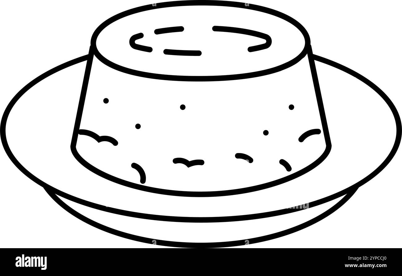 spanish flan spanish cuisine line icon vector illustration Stock Vector ...