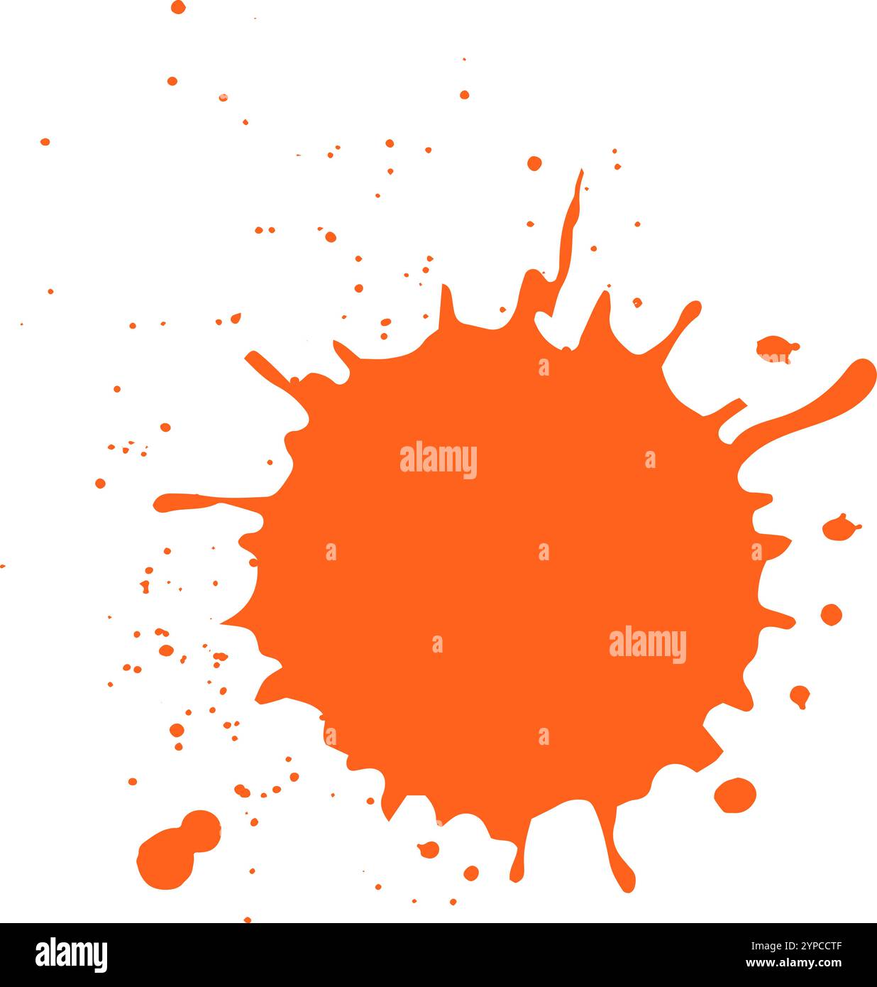 Vibrant orange paint splashes and drips on a white background, creating ...