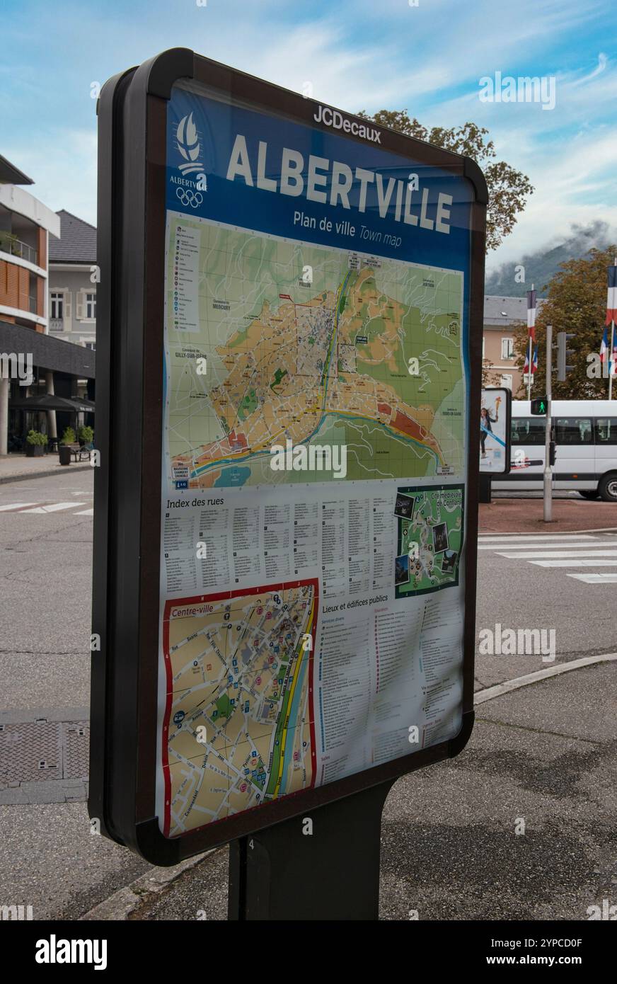 Public map of the town of Albertville in Southwest France, famous for hosting the 1992 Winter ...