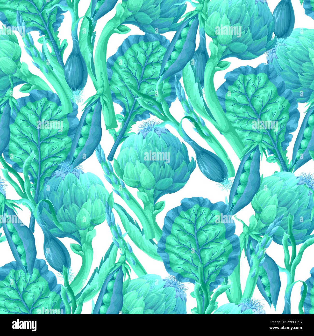 Seamless pattern with artichokes, onions and beans. Vector Stock Vector ...