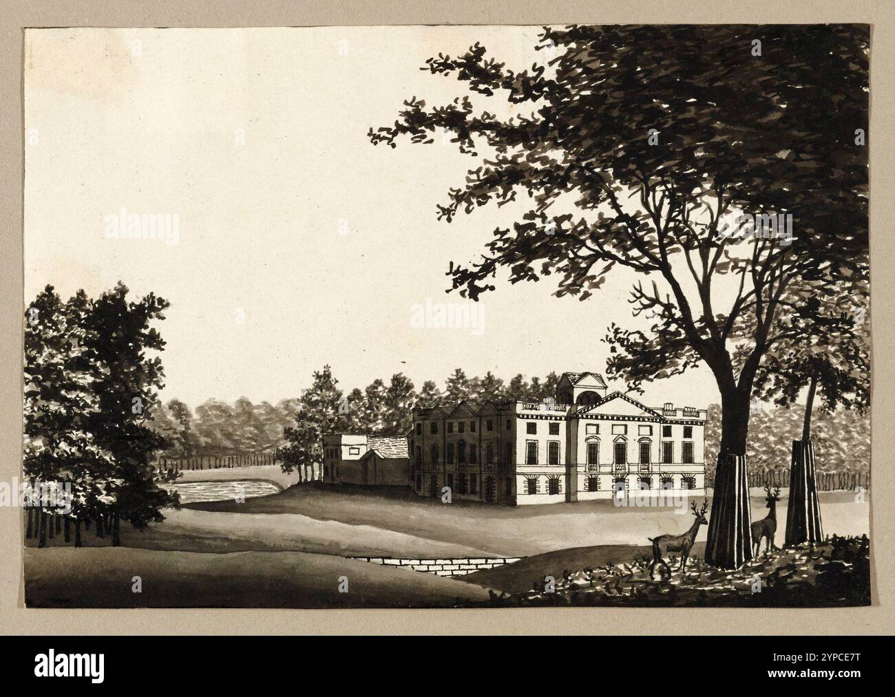 Stanwick Manor, Yorkshire, c. 1799. Attributed to W. Mackie. Pen, ink ...