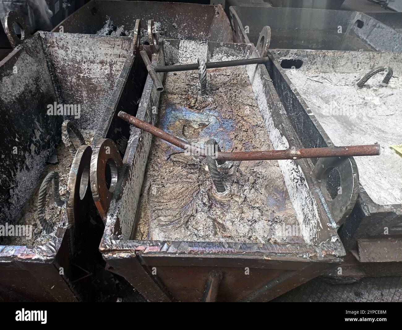 Lead production. Lead ingots. Recycling of batteries Stock Photo - Alamy