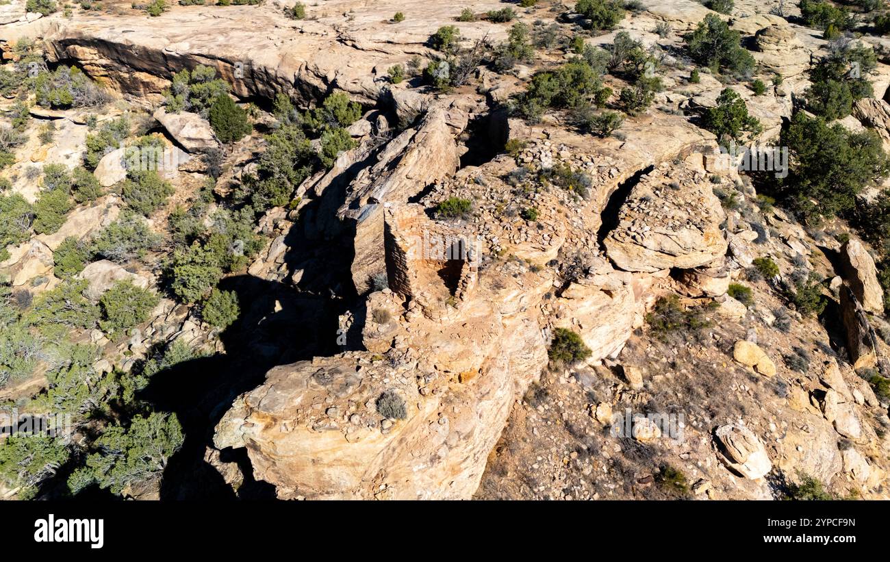 Aerial photograph of Horseshoe Tower at the Horseshoe Canyon Unit of ...