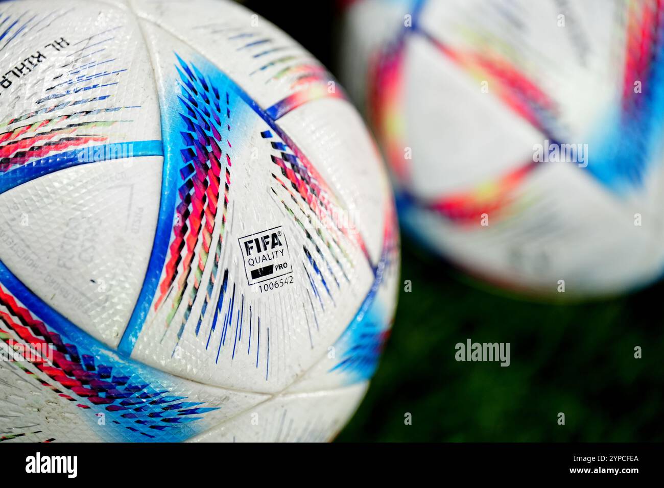 A view of the match balls before the first leg of the UEFA Women's Euro ...