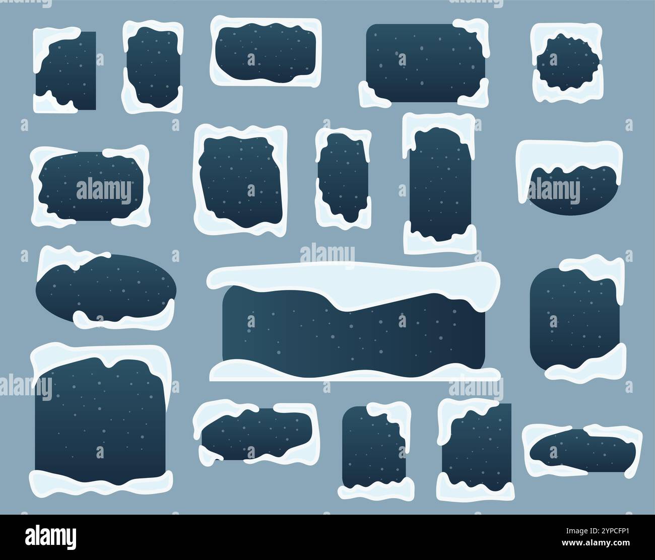 Snow ice cap template set with various shapes banner rectangular ...