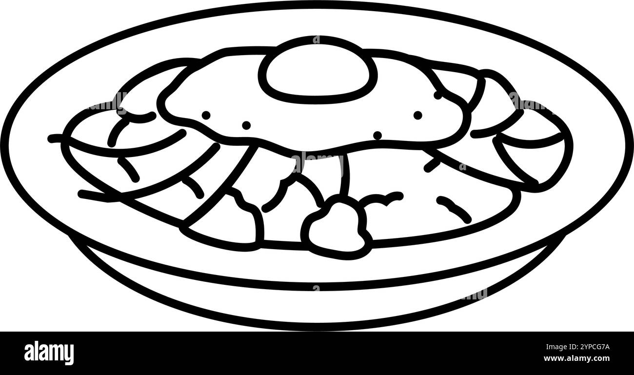 bibimbap dish korean cuisine line icon vector illustration Stock Vector ...