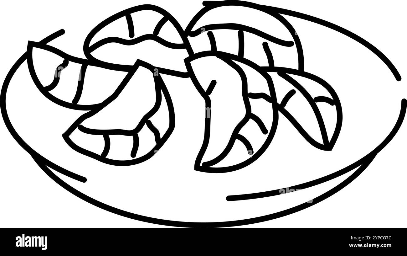 mandu dumplings korean cuisine line icon vector illustration Stock ...