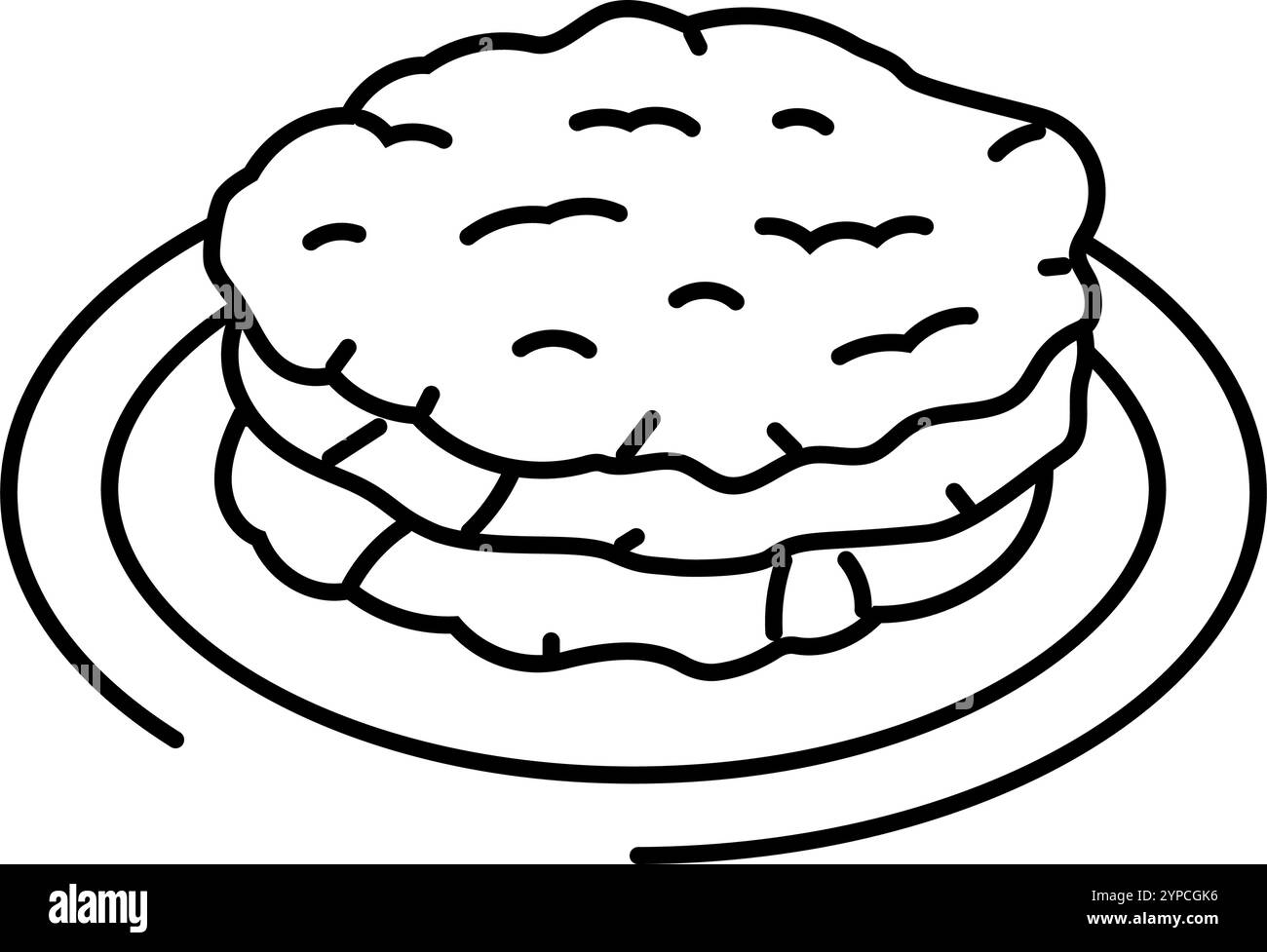 kimchi pancakes korean cuisine line icon vector illustration Stock ...