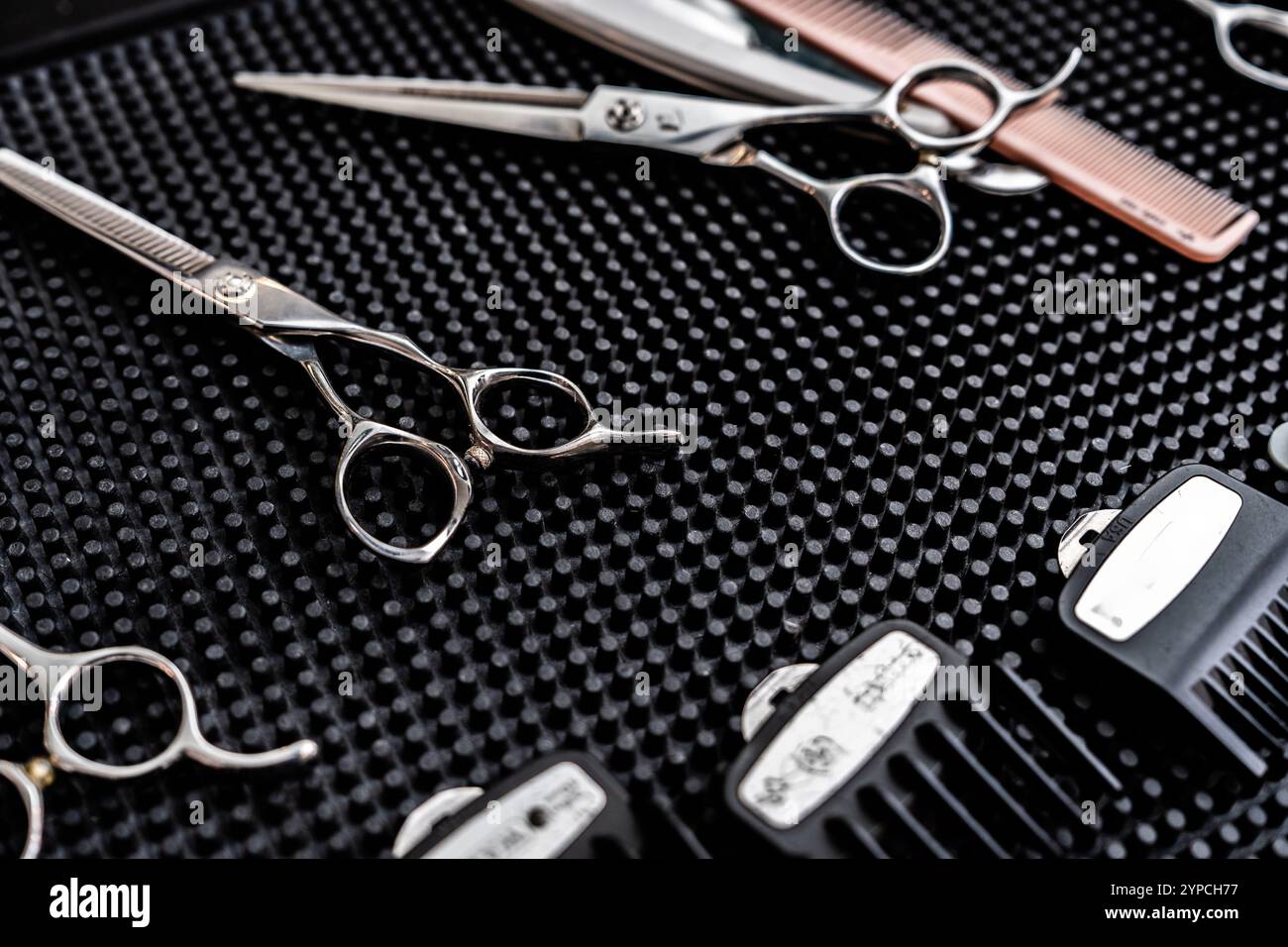Barber tools and equipment ready for haircut preparation Stock Photo ...