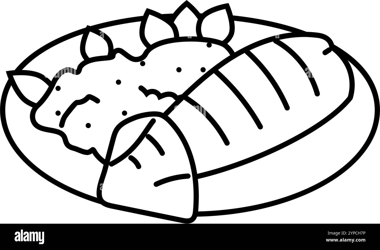 fish stew sea cuisine line icon vector illustration Stock Vector Image ...