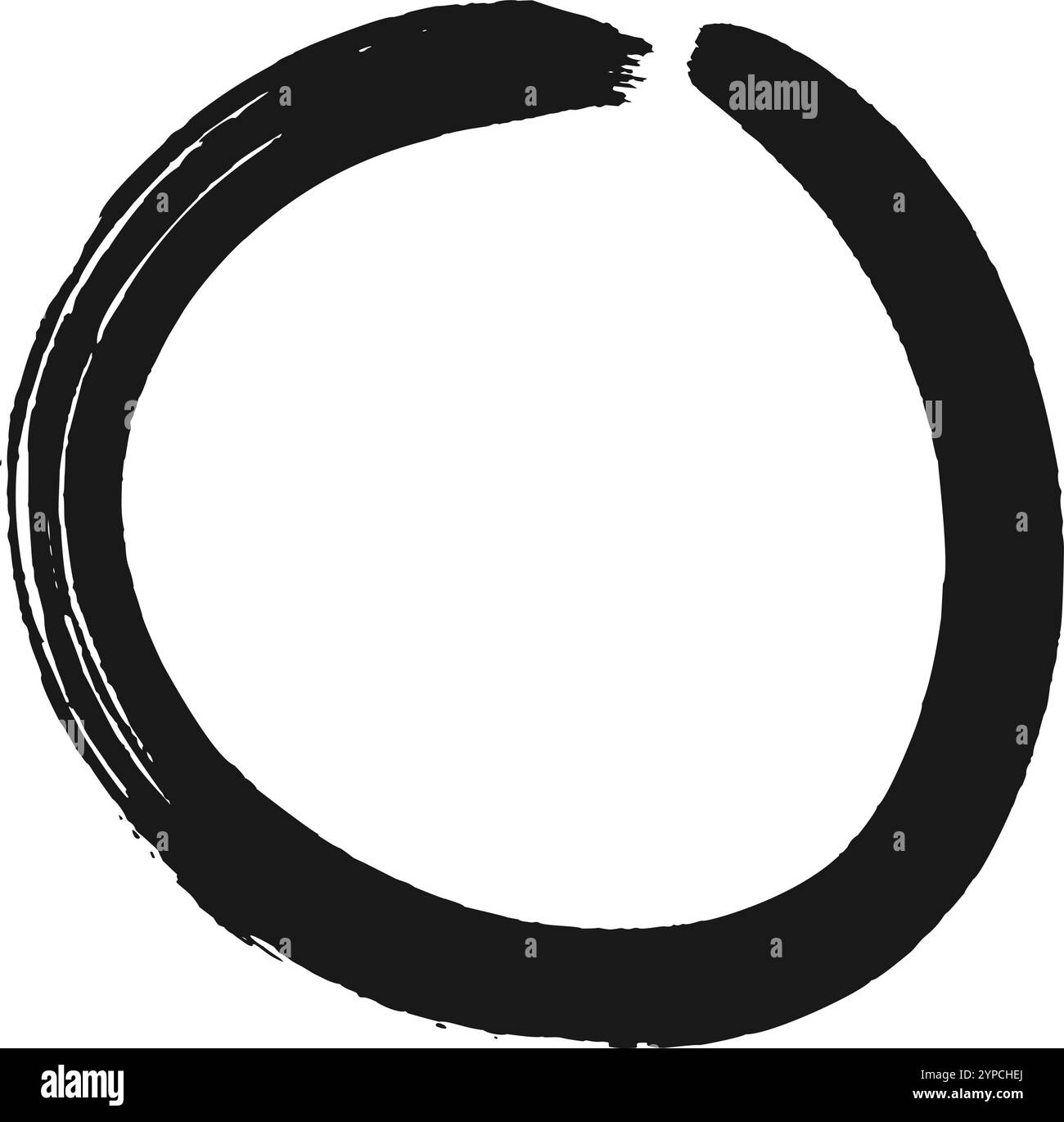 Black brushstrokes forming an enso zen circle symbolizing enlightenment ...