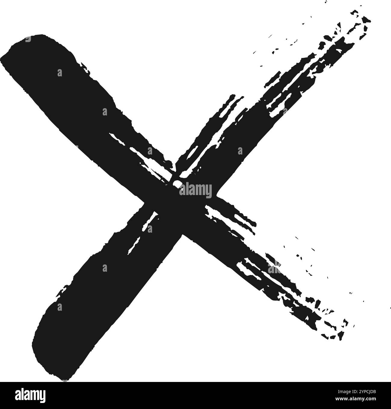 Bold black grunge cross mark symbolizing negativity, rejection, and ...