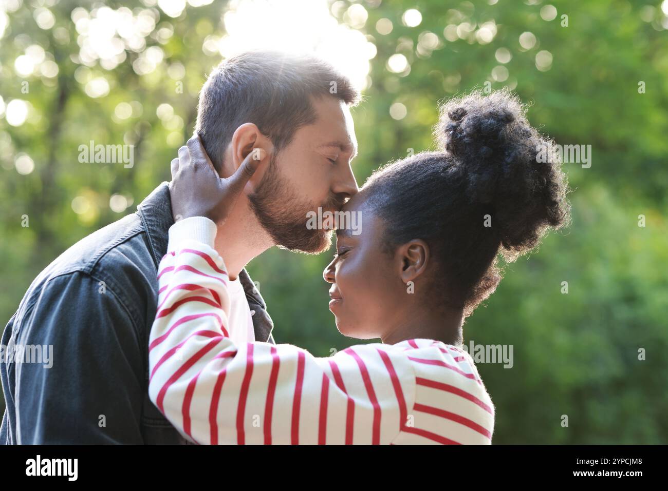 International relationships. Portrait of lovely couple outdoors Stock ...