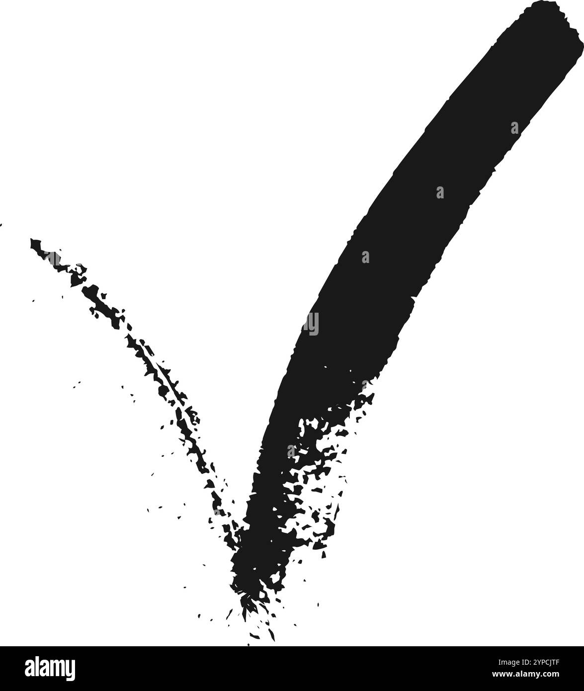 Bold black check mark on a white background symbolizes approval, agreement, and achievement ...