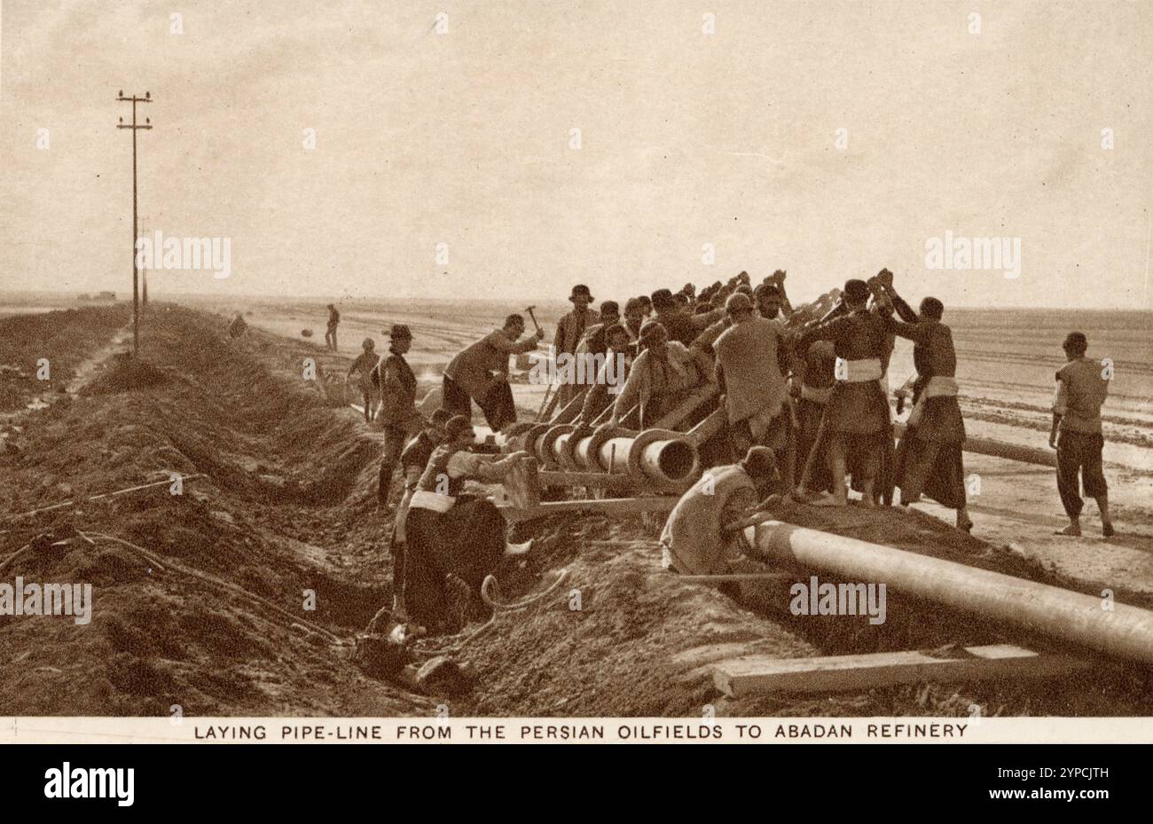 Various scenes from the Persian oilfields at Abadan and Tembi, showing ...