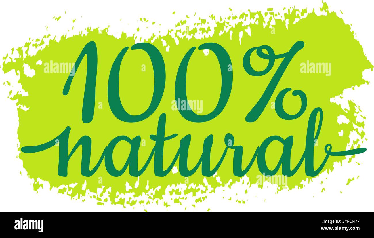 Green label with text 100 percent natural written with elegant ...