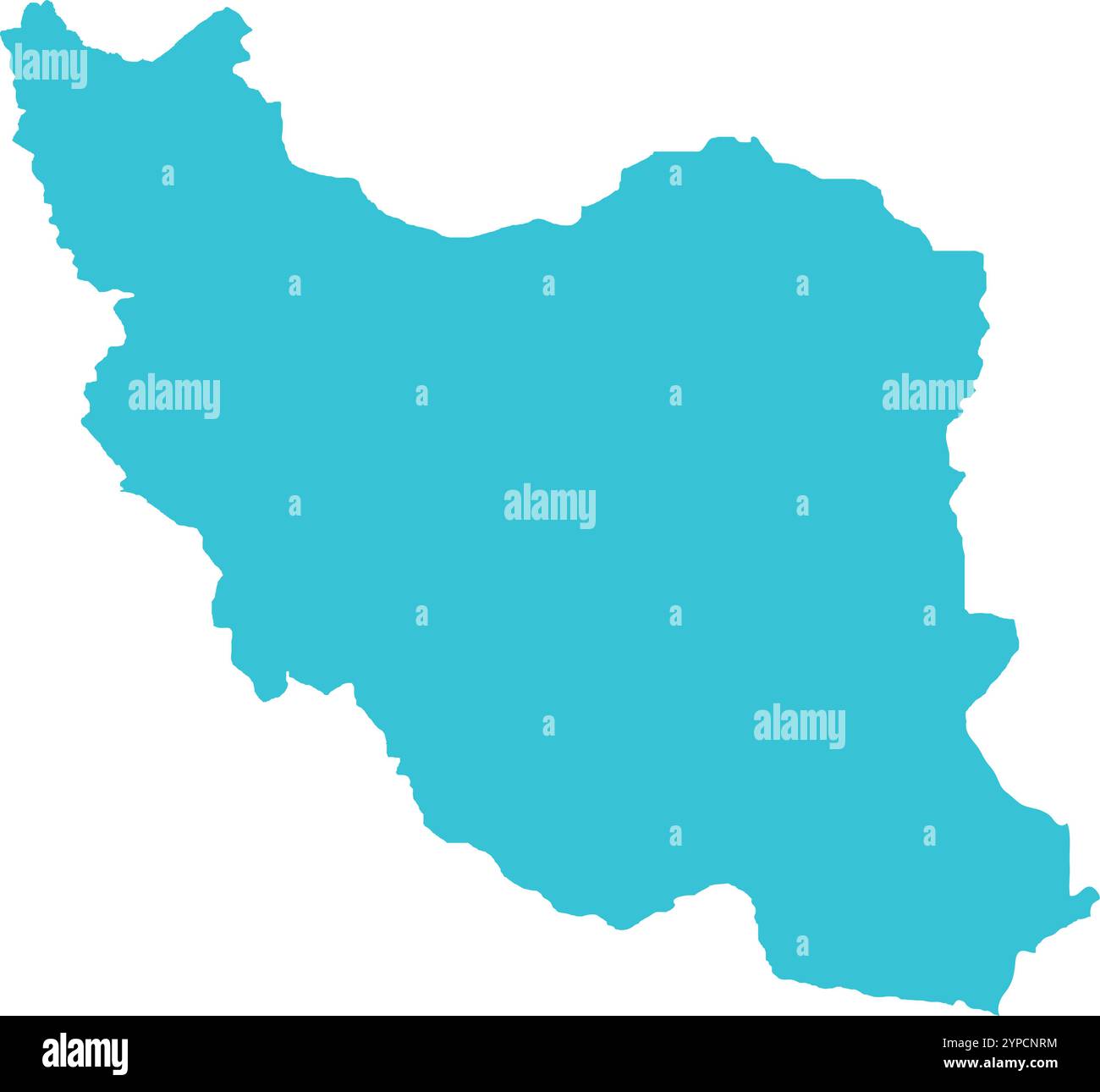 Iran MAP in Blue, Country Border, Iran Map, Border line of Iran ...