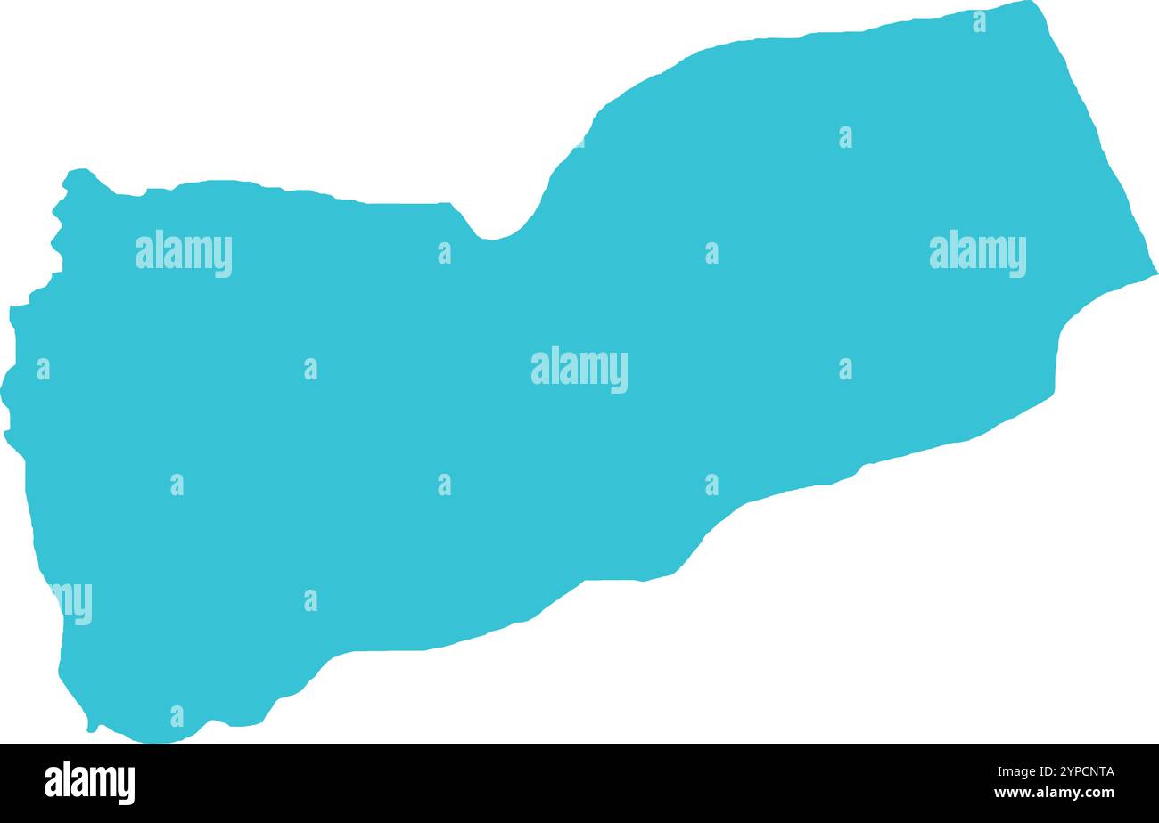 Yemen MAP in Blue, Country Border, Yemen Map, Border line of Yemen ...