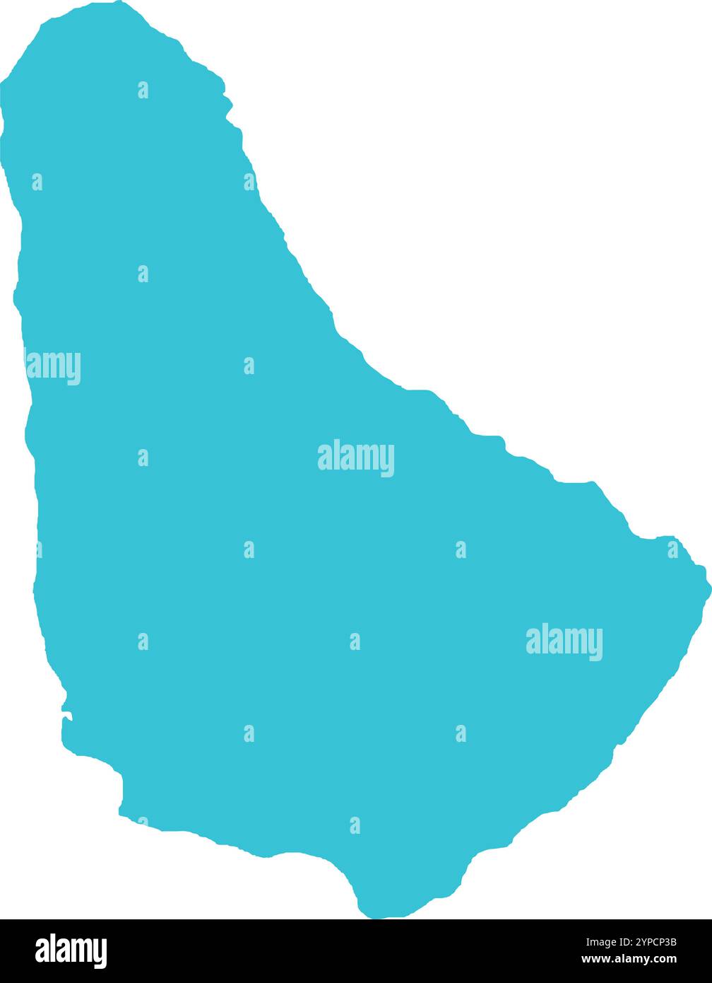 Barbados MAP in Blue, Country Border, Barbados Map, Border line of ...