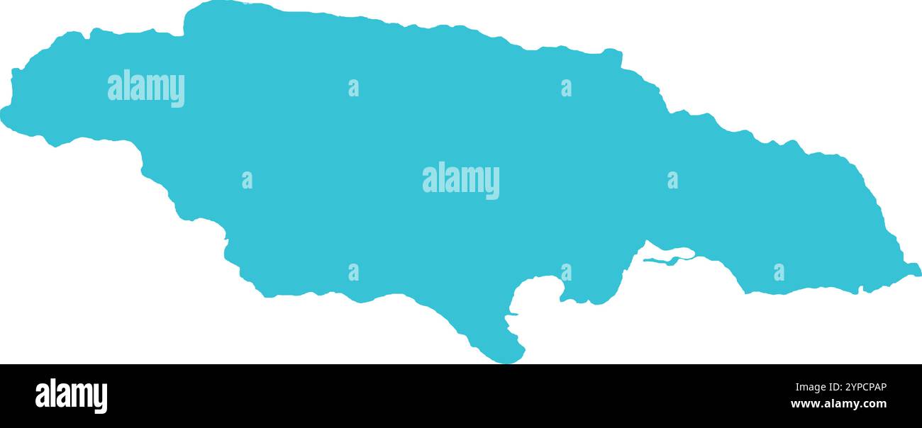 Jamaica MAP in Blue, Country Border, Jamaica Map, Border line of ...