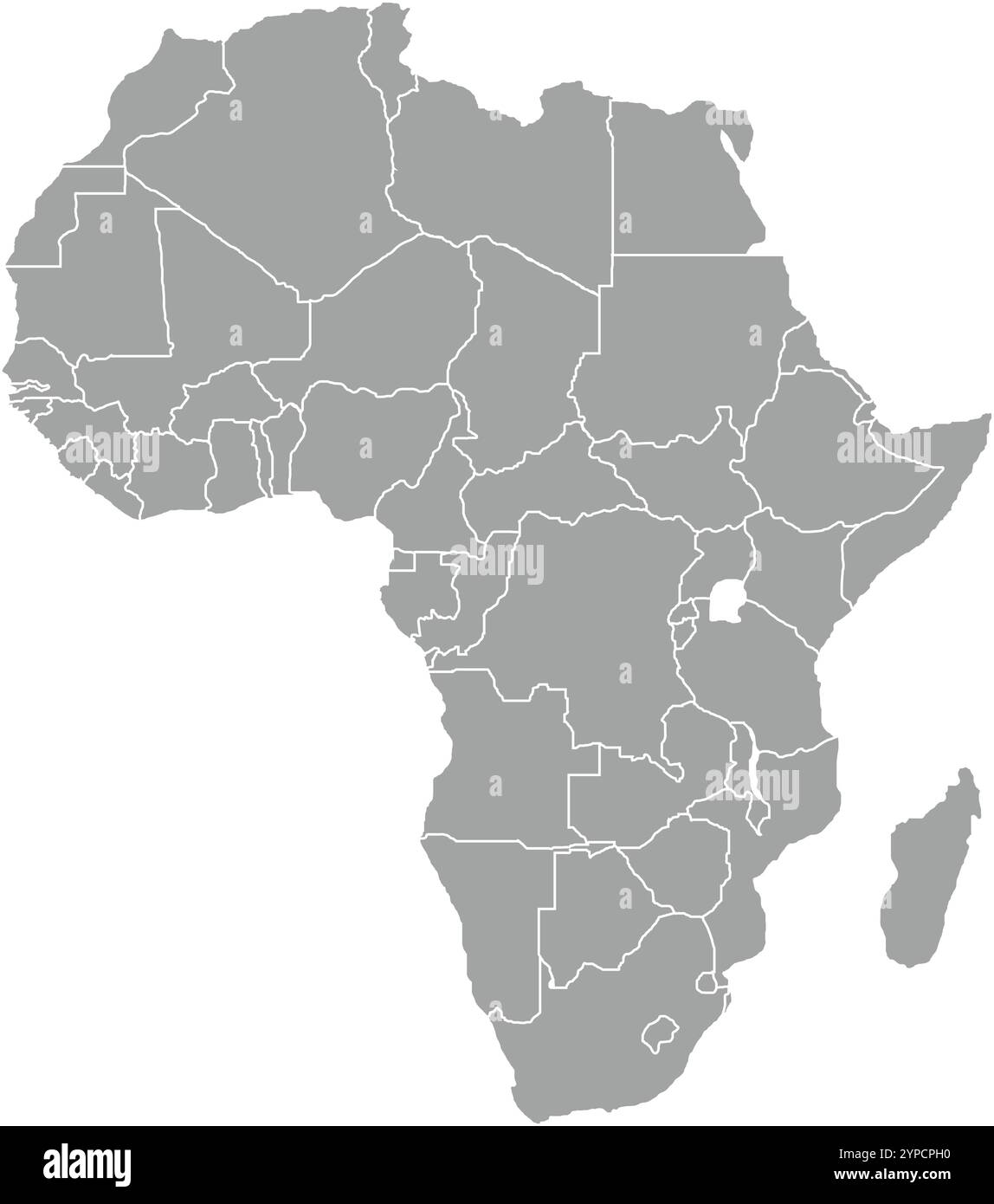 Africa Grey MAP in Blue, Country Border, Africa Grey Map, Border line ...