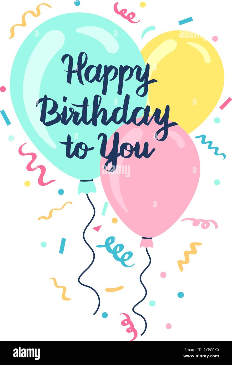 Three colorful balloons with the message happy birthday to you written ...