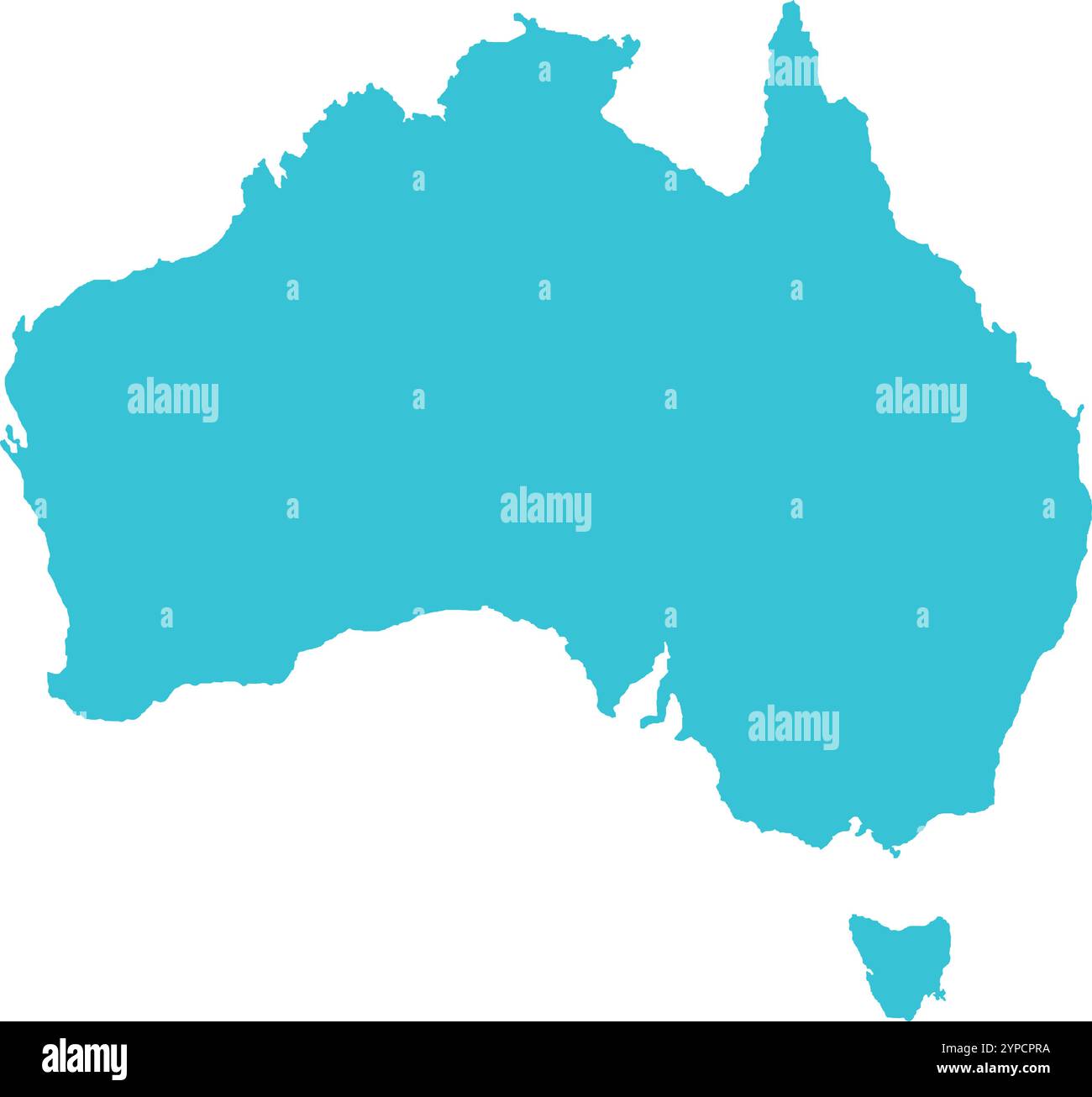 Australia MAP in Blue, Country Border, Australia Map, Border line of ...