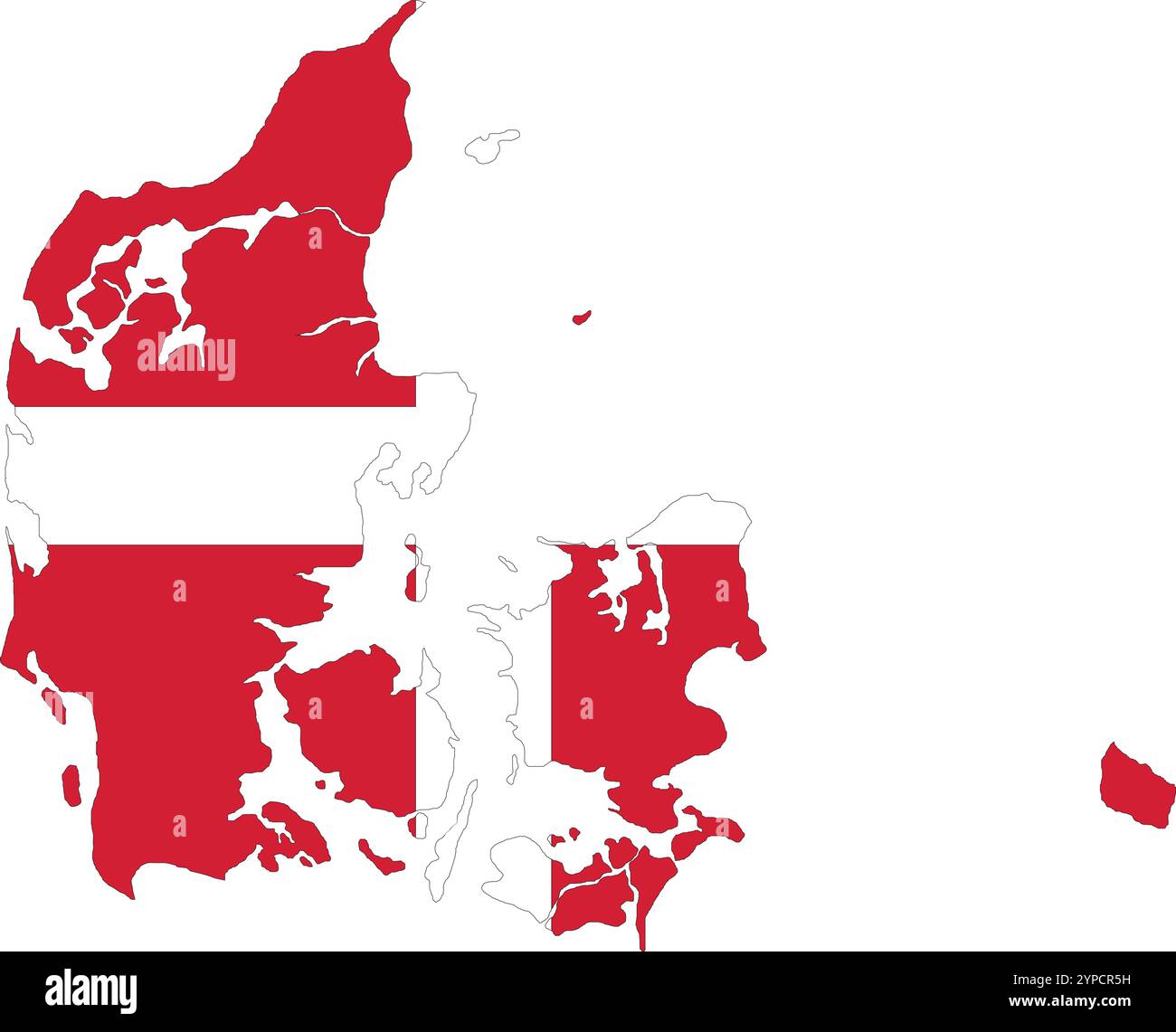 Denmark Flag in Map, Denmark Map with Flag, Nation Flag of Denmark, Denmark map Stock Vector ...