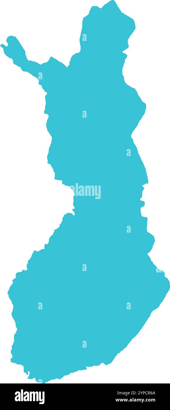 Finland MAP in Blue, Country Border, Finland Map, Border line of ...