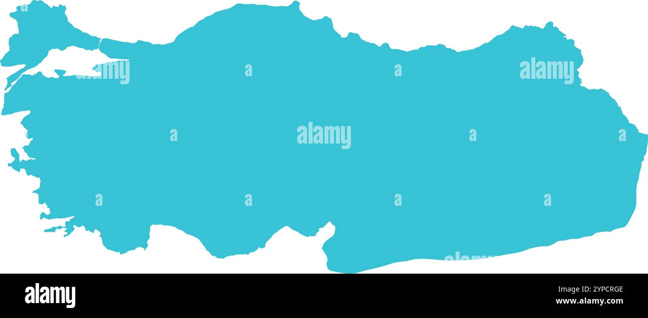 Turkey MAP in Blue, Country Border, Turkiye Map, Border line of Turkiye ...