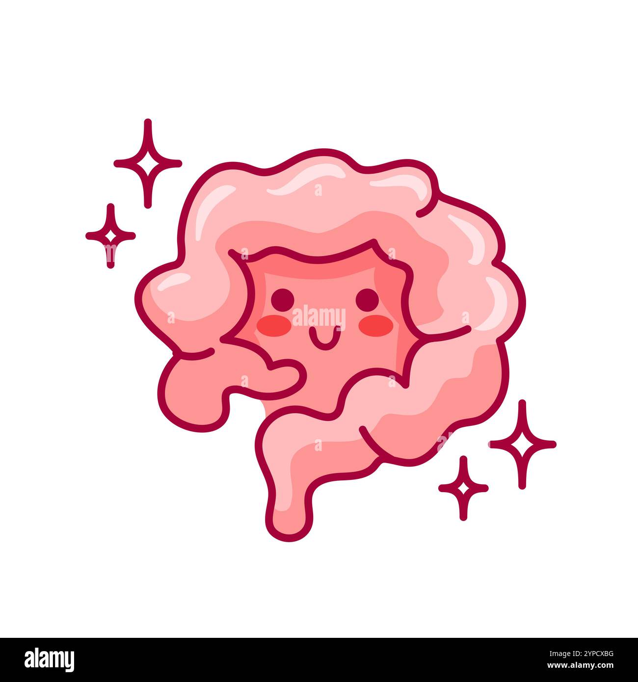Intestines. Cute character in kawaii style. A healthy organ from the ...