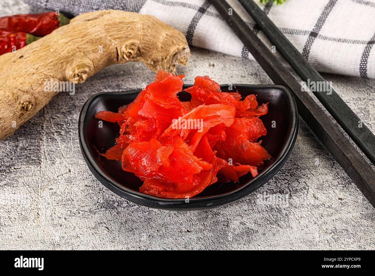 Marinated spicy ginger root in the bowl Stock Photo - Alamy