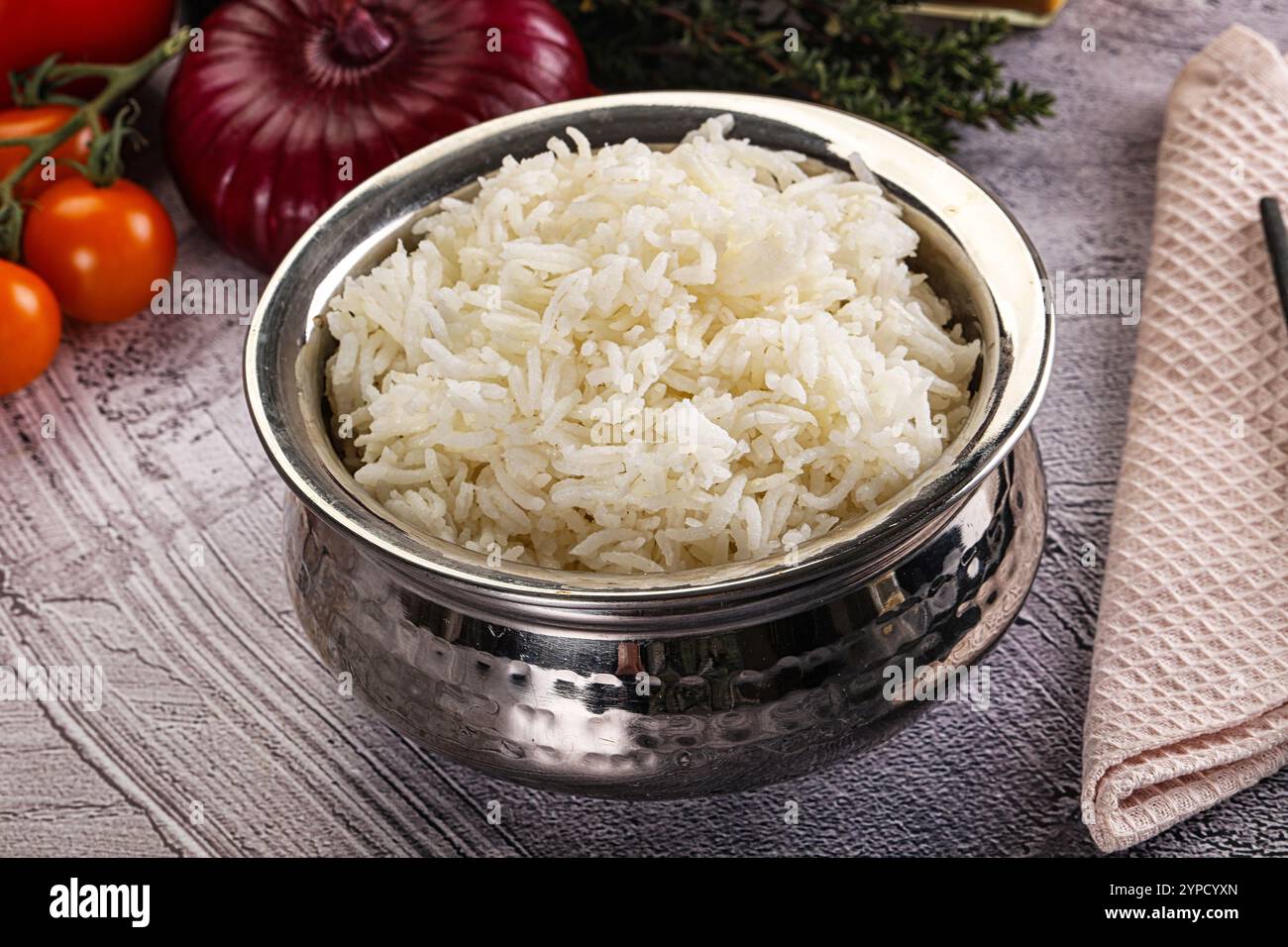 Indian cuisine Steamed basmati rice in the bowl Stock Photo - Alamy