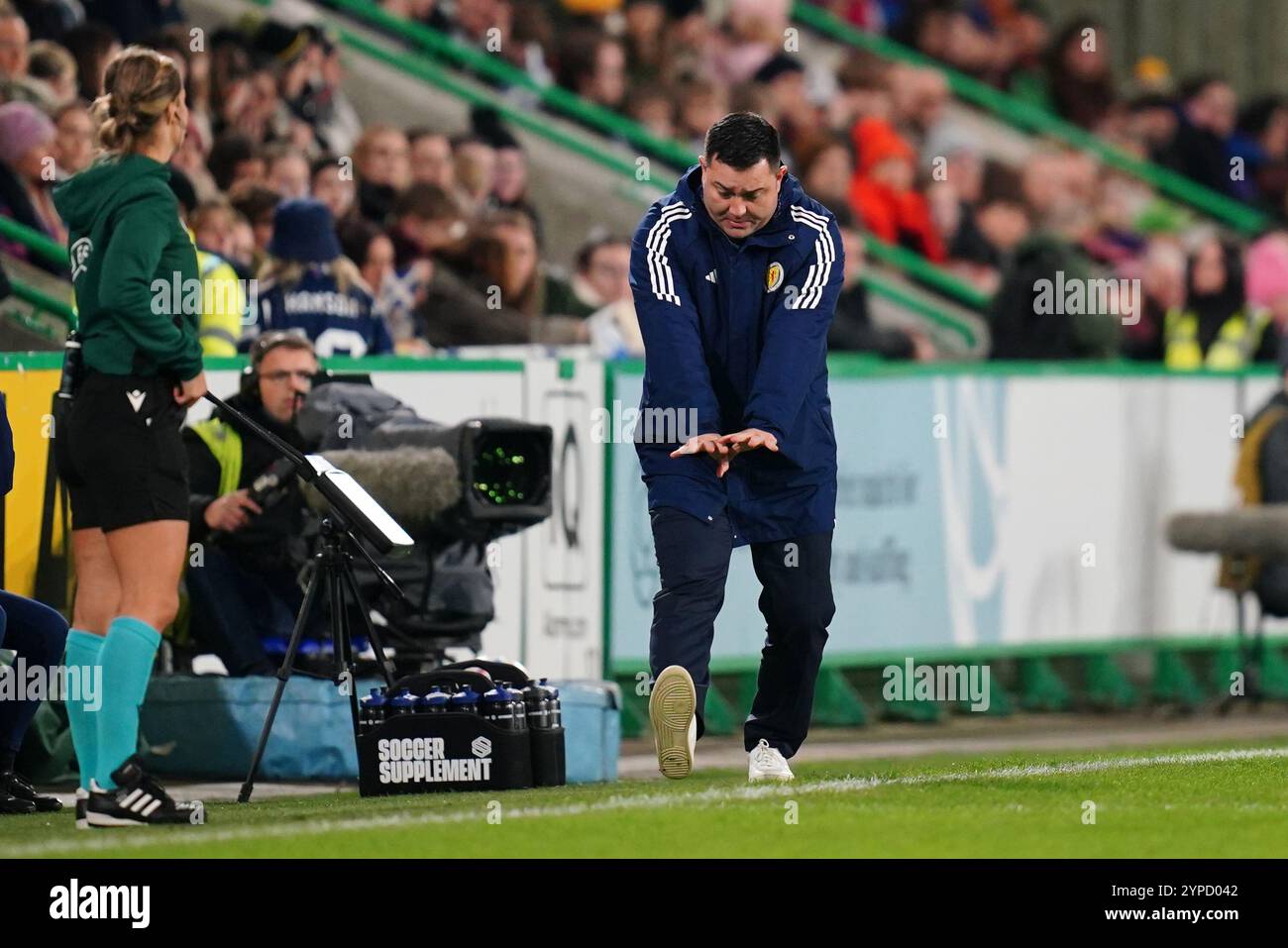 Scotland manager Pedro Martinez Losa reacts on the touchline during the ...