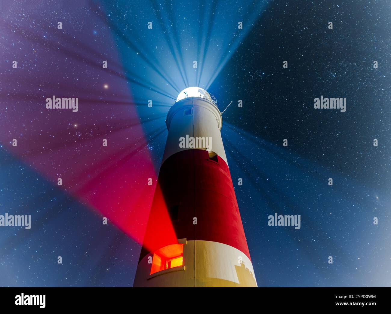 Portland Bill Lighthouse under the stars Stock Photo - Alamy