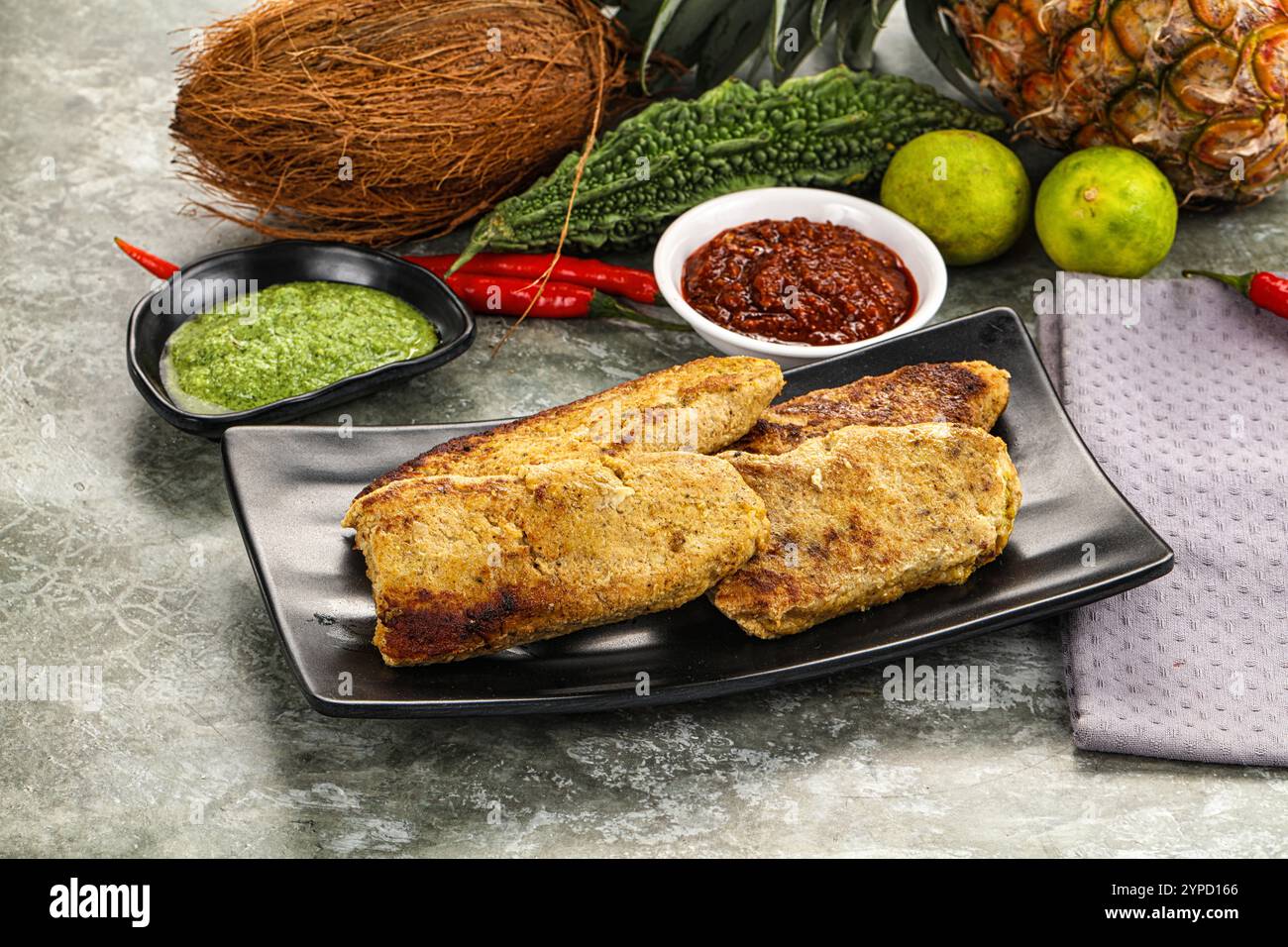 Indian traditional cuisine chiken kebab minced meat Stock Photo - Alamy