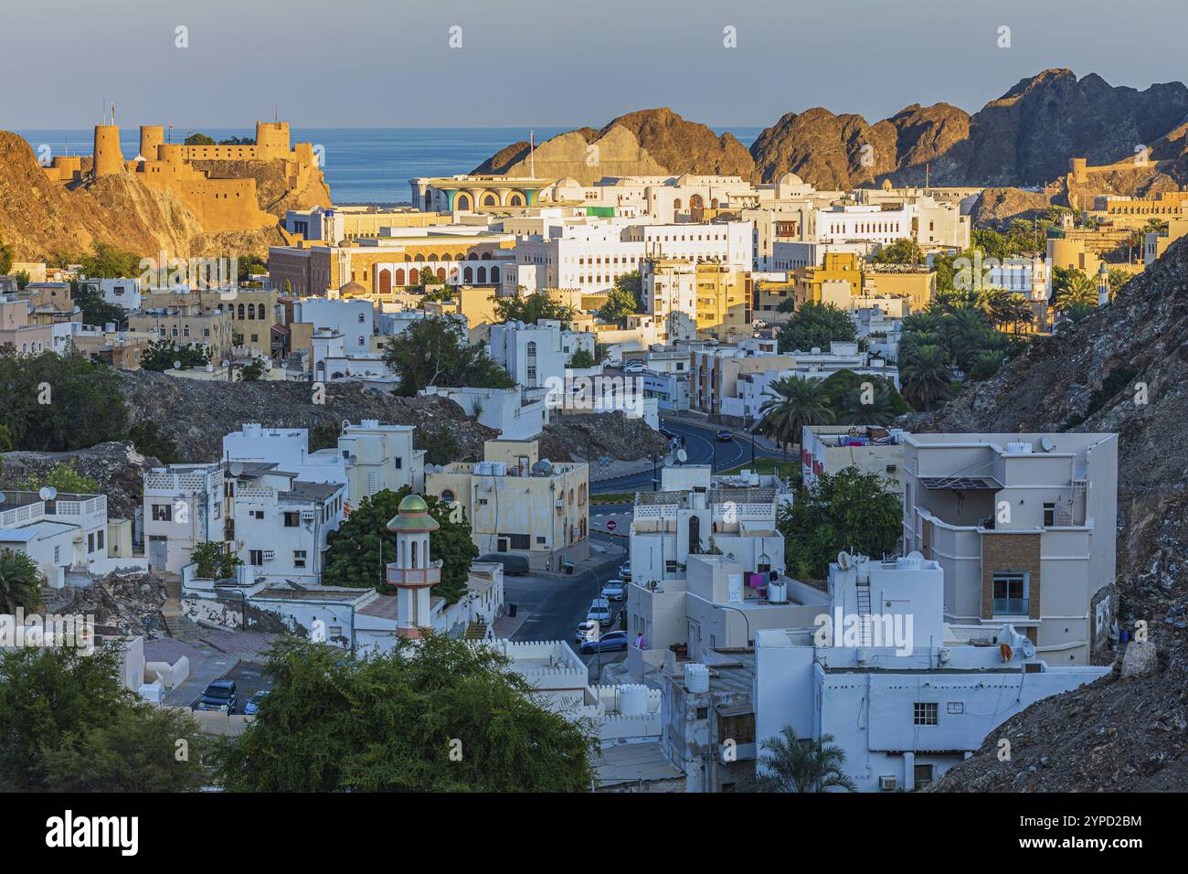 View of the old town of Muscat, behind the Al Jalali Fort, Muscat ...