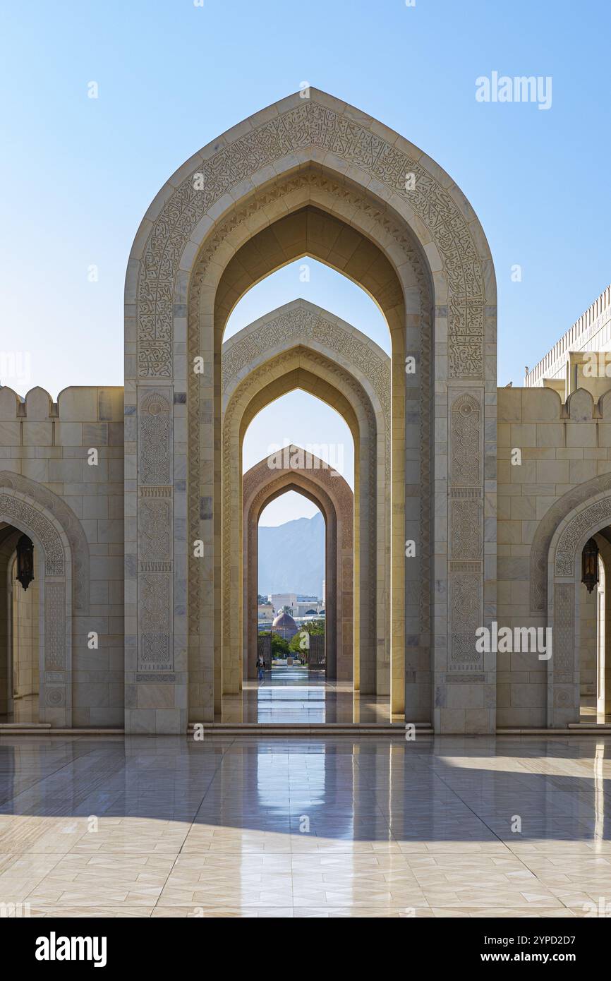 Arched gates of the Sultan Qaboos Mosque, Muscat, Arabian Peninsula ...