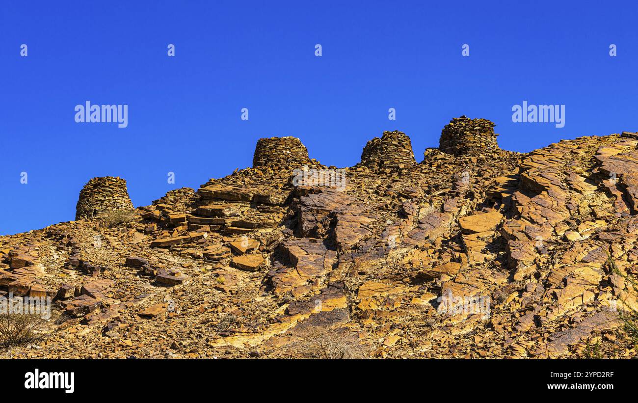 Round tombs made of unhewn stones, beehive tombs, near the city of Al ...
