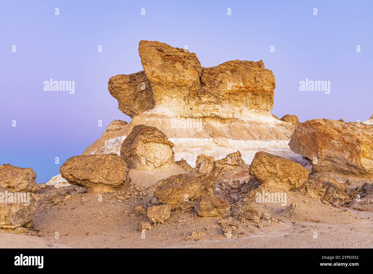 Striking rock formation in the Huqf stone desert in the morning light ...