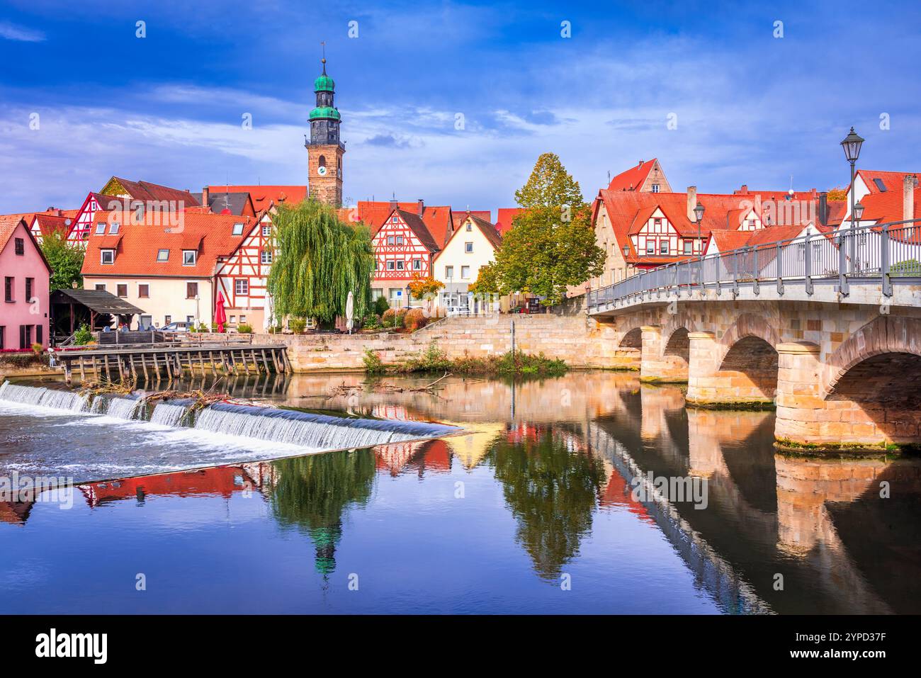 Lauf an der Pegnitz, Germany. View of the old town with St. John's ...