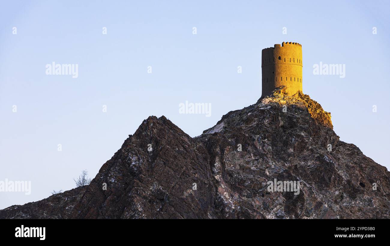Former watchtower in the old town of Muscat, Arabian Peninsula ...